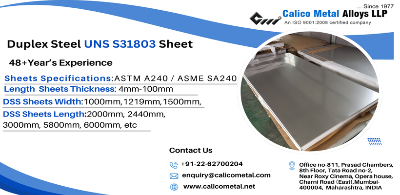 ASTM A240 / ASME SA240 UNS S31803 Sheets | Supplier Manufacturer