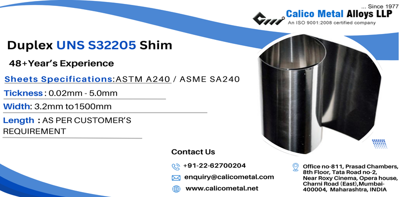 ASTM A240/ASME SA240 UNS S32205 Shim Sheets Supplier Manufacturer ...